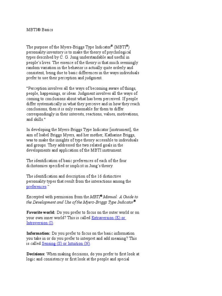 MBTI | PDF | Personality Type | Cognitive Science