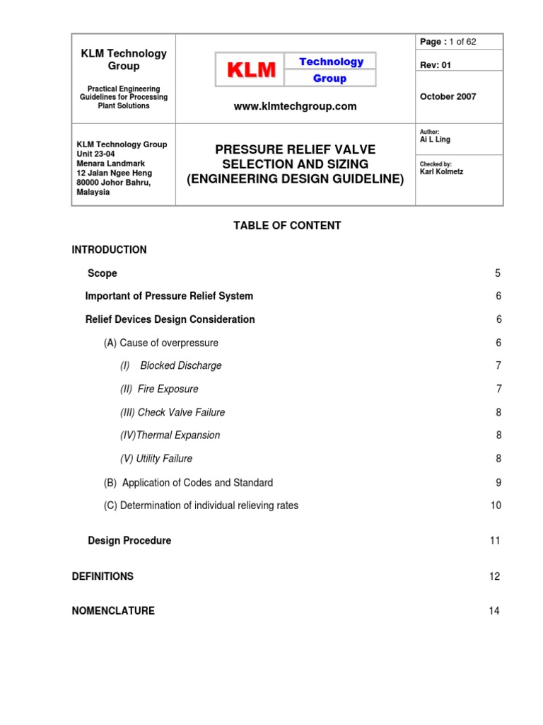 ENGINEERING DESIGN GUIDELINE-Relief Valves - Rev 02 PDF | PDF | Valve ...