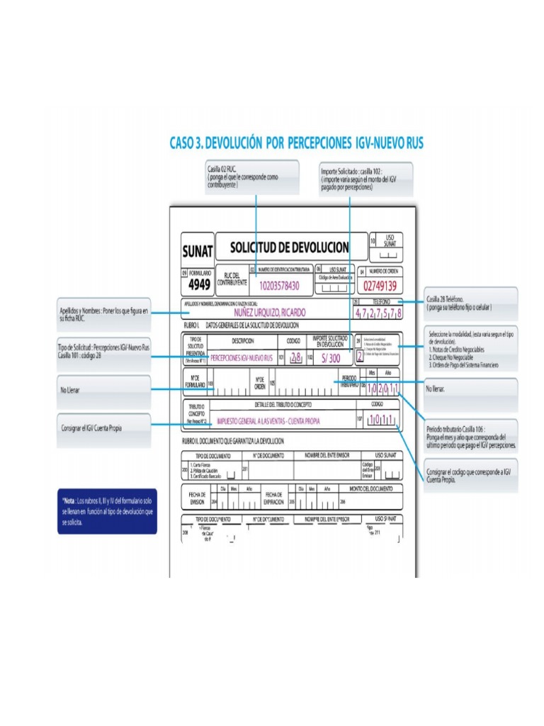 Formulario 4949 Nuevo RUS | PDF