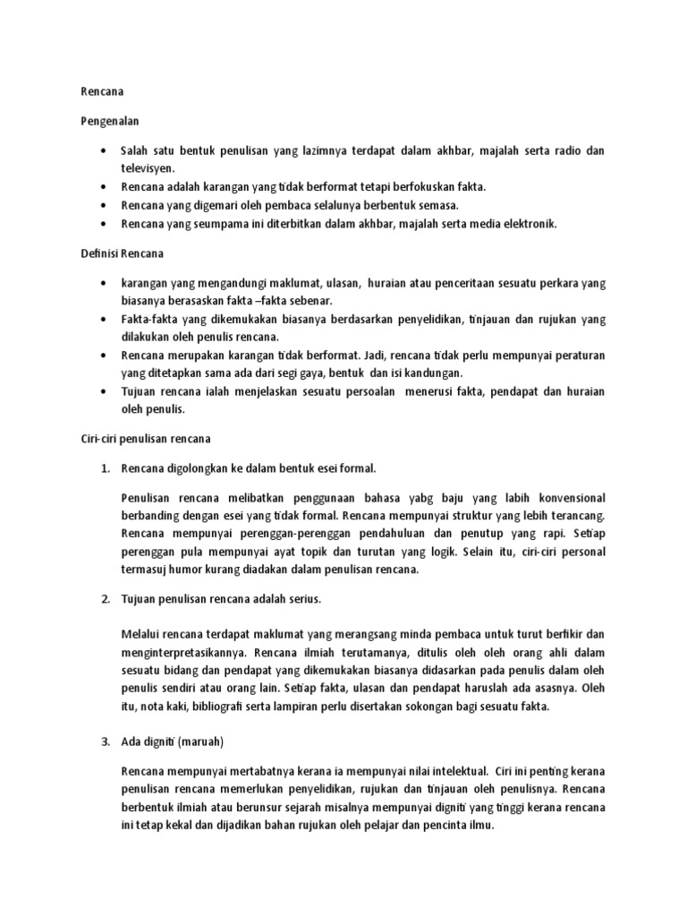 Panduan Lengkap Penulisan Rencana | PDF