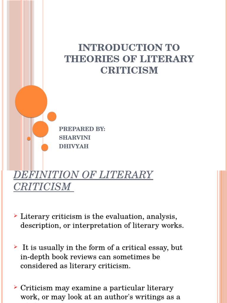 Literary Criticism Theories Overview | PDF | Feminism | Gender Studies
