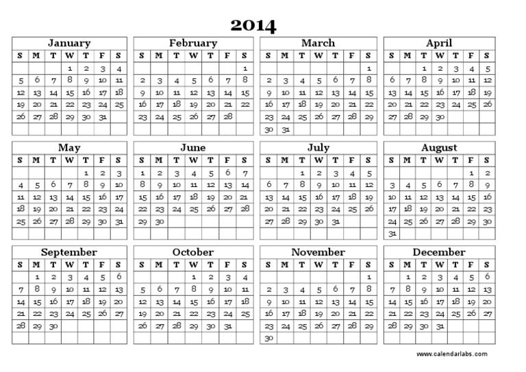 2014 Monthly Calendar Overview | PDF | Sports & Recreation | Travel
