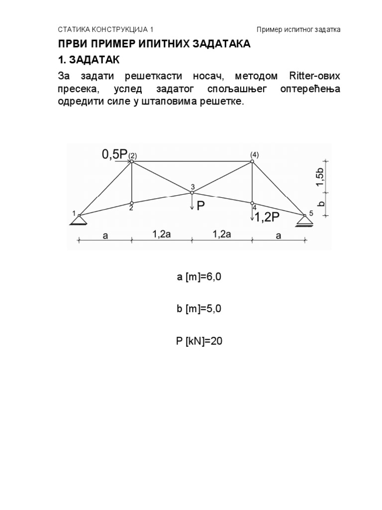 Primjer Pismenog Dijela Ispita Statika Konstrukcija | PDF