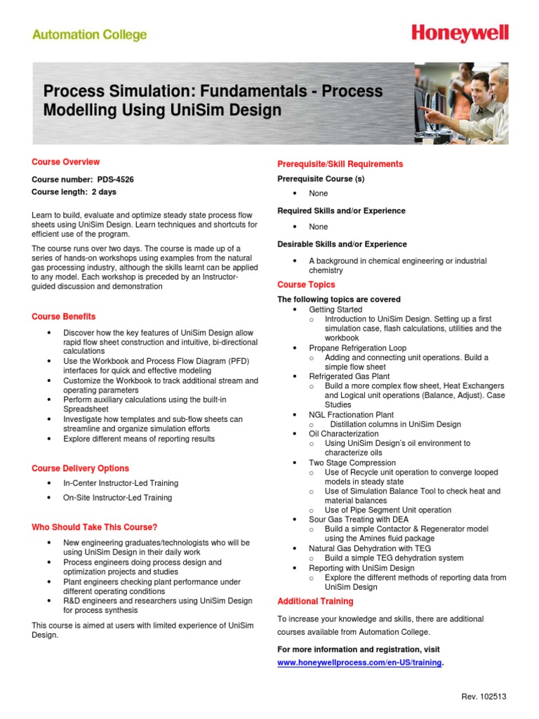Pds 4526 em Des 86 r400 Rev02 0 Process Simulation Fundamentals Process Modelling Using Unisim ...