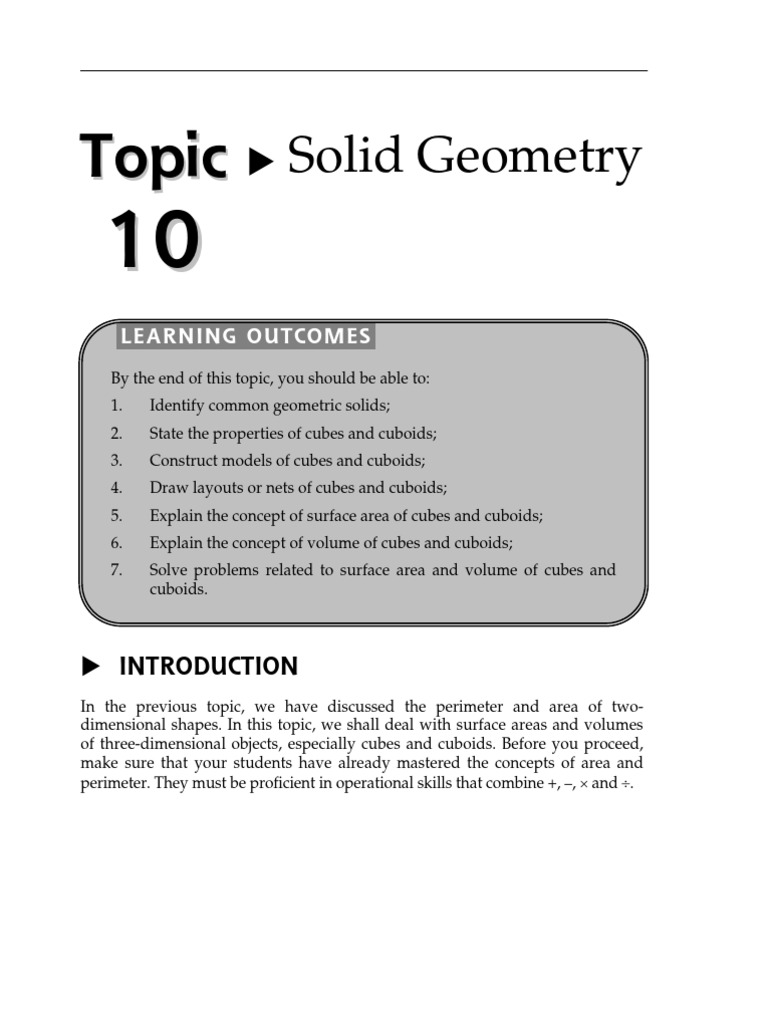 Topic 10 Solid Geometry | PDF | Volume | Geometry