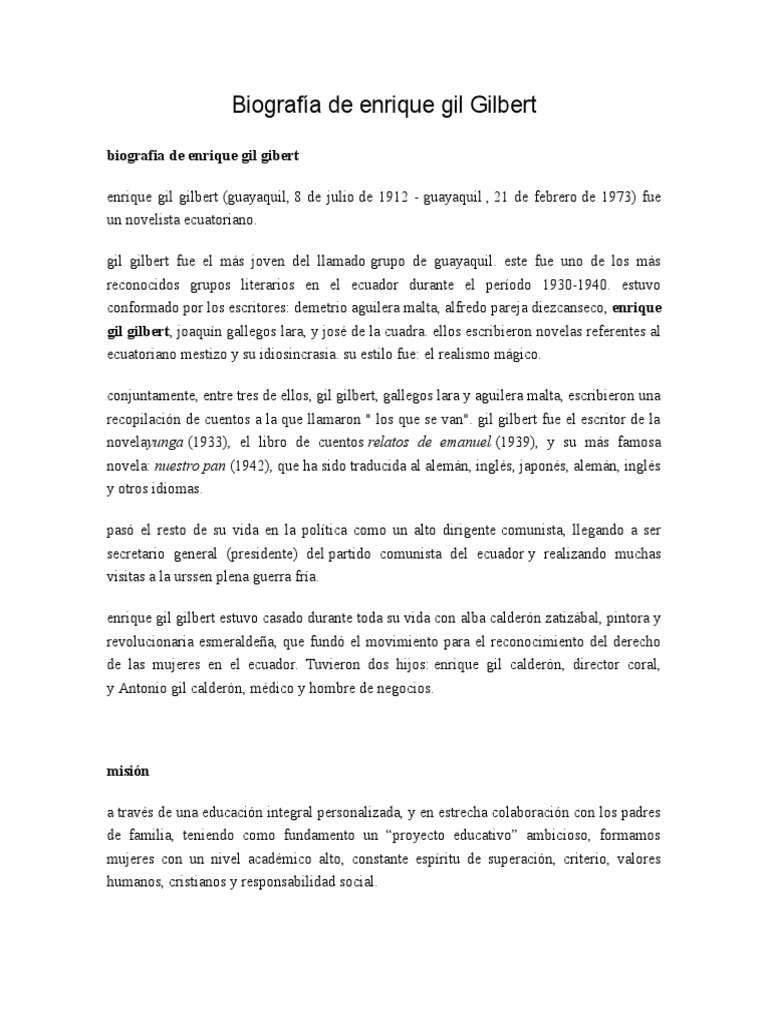 Biografía de Enrique Gil Gilbert | PDF