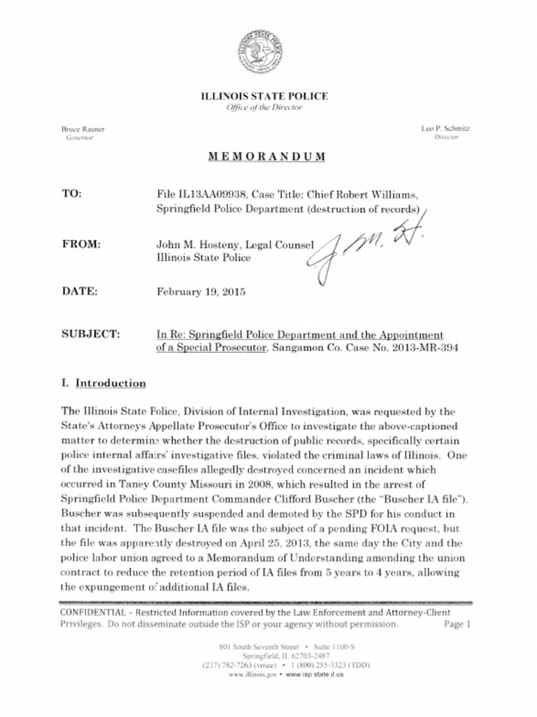 Illinois State Police Report On Springfield Shredding Incident | PDF ...