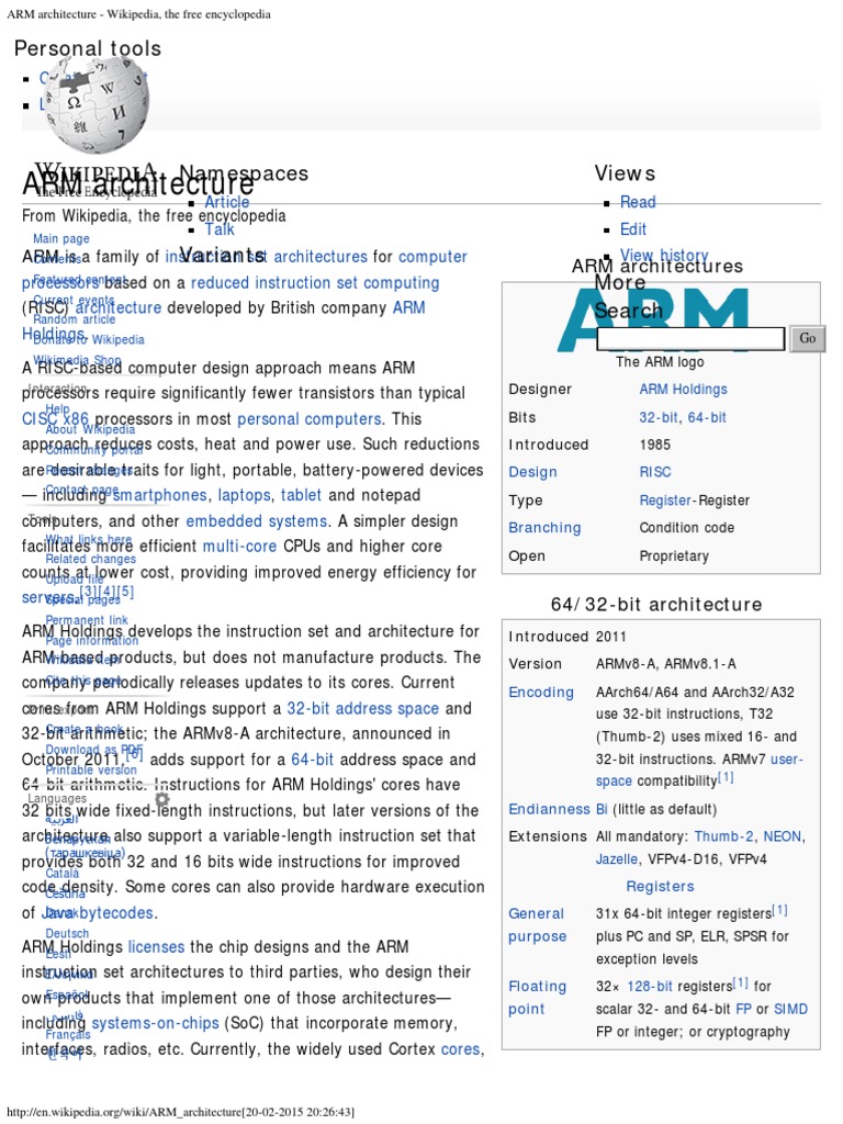 ARM Architecture - Wikipedia, The Free Encyclopedia PDF | PDF | Arm ...