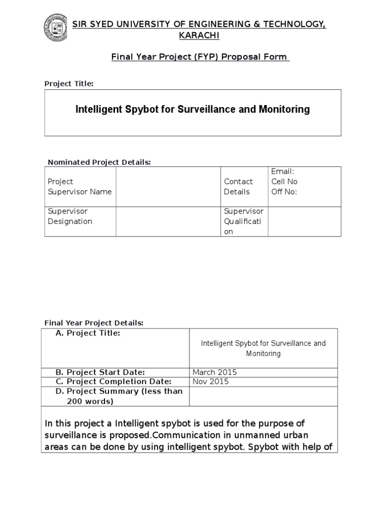 Final Year Project SPYBOT | PDF | Surveillance | Algorithms