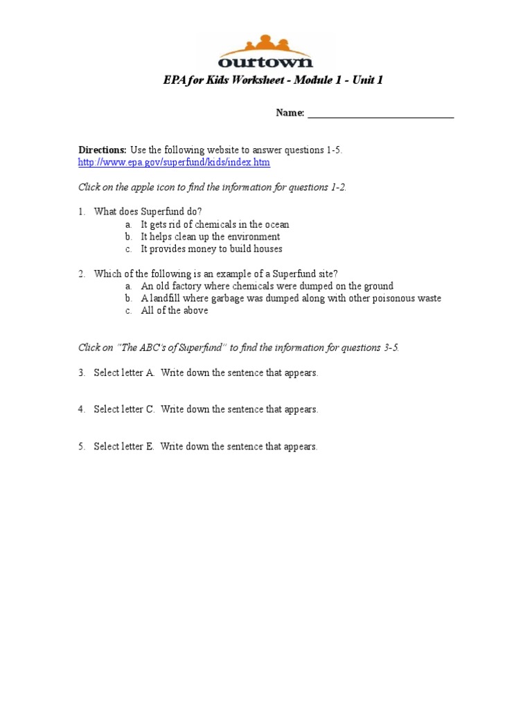 Kids Worksheet EPA | PDF