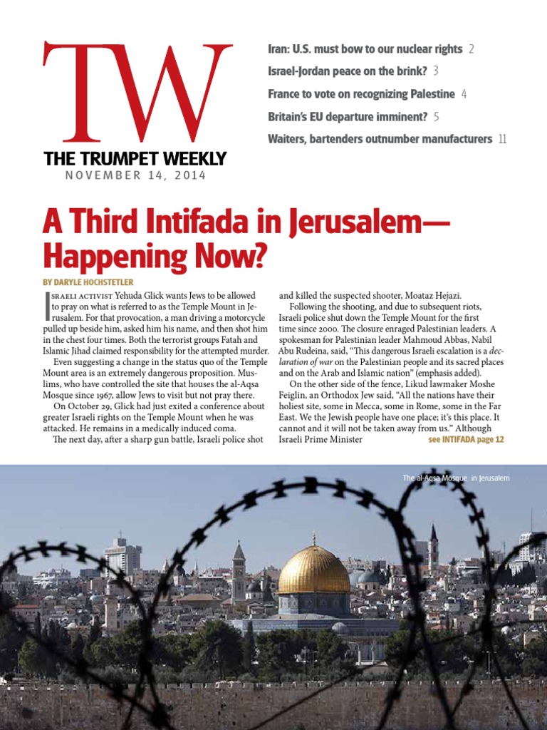 A Third Intifada in Jerusalem - Happening Now?: The Trumpet Weekly The ...