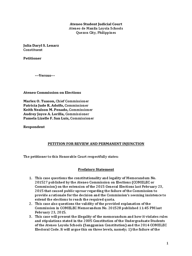 Petition For Review and Permanent Injunction (No. 15-03) | PDF ...