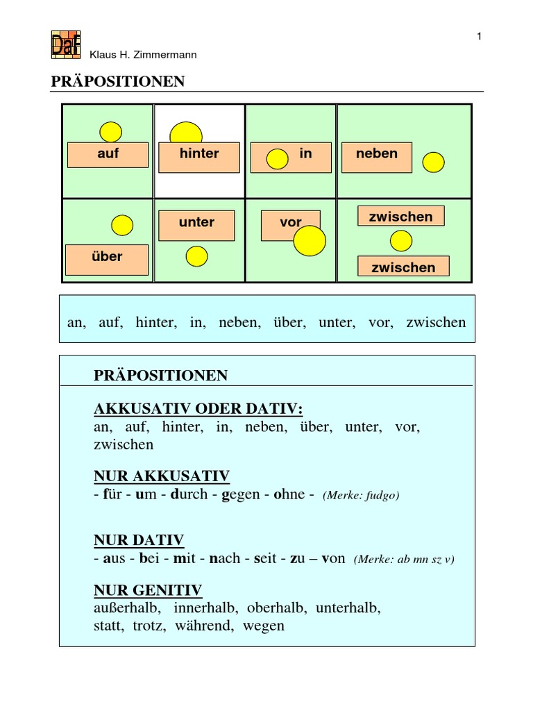 Deutsch Prapositionen | PDF