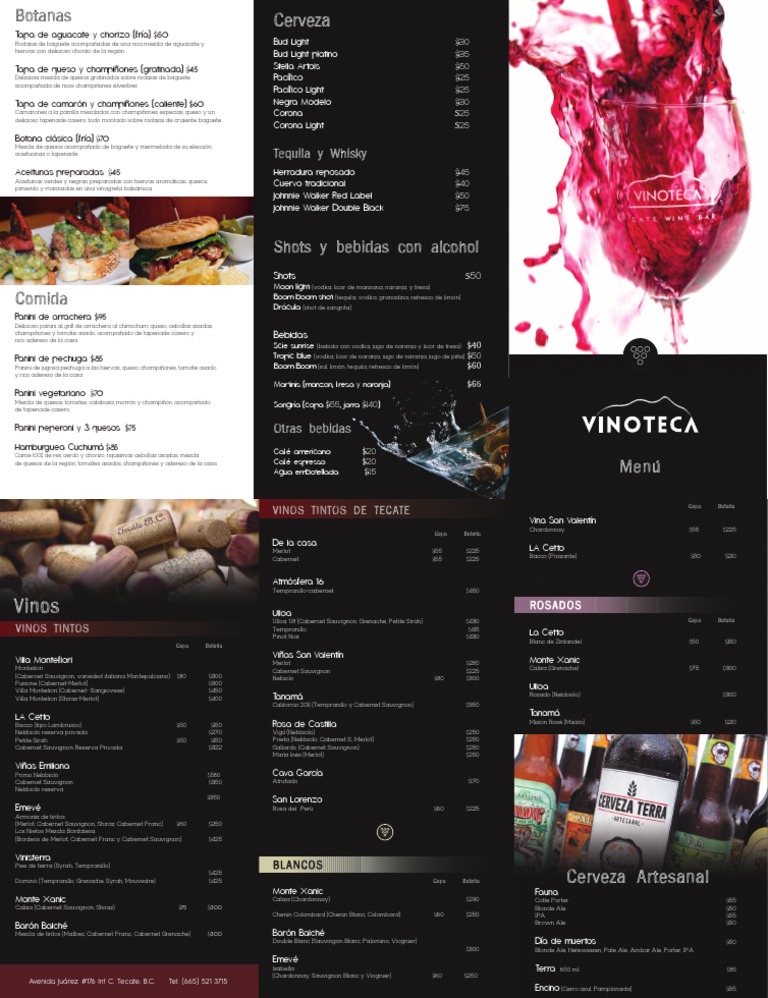 Menu Vinoteca Internet | PDF | Uva | Variedades De Uva De Vino
