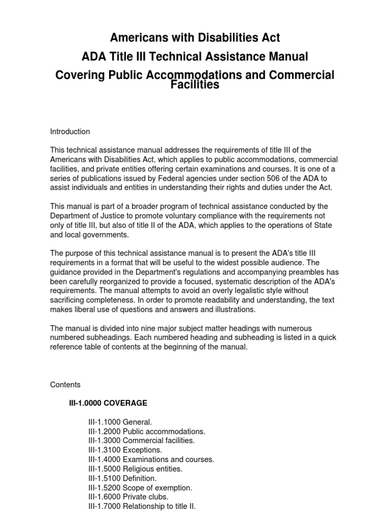 ADA Title III Technical Assistance Manual | PDF | Americans With ...