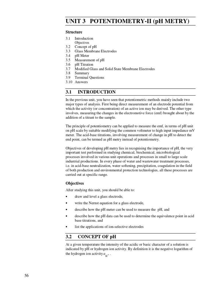 Unit 3 Potentiometry-II (PH Metry) | PDF | Ph | Titration