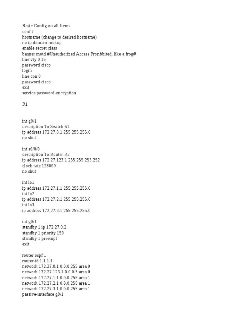 Ccna 3 Ospf Configuration | Download Free PDF | Router (Computing) | Computer Network