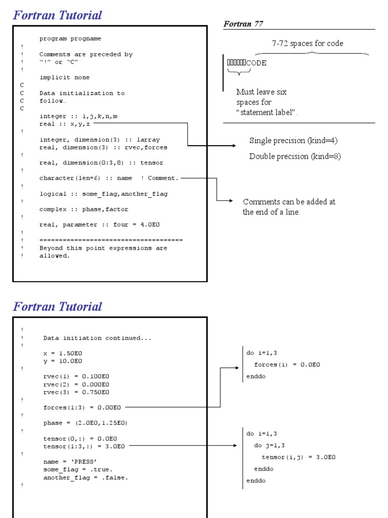 7-72 Spaces For Code: Fortran 77 | PDF | C (Programming Language) | Integer