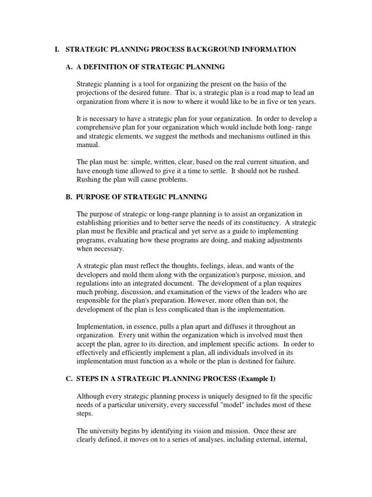 Strategic Planning Process and Background References PDF | PDF ...