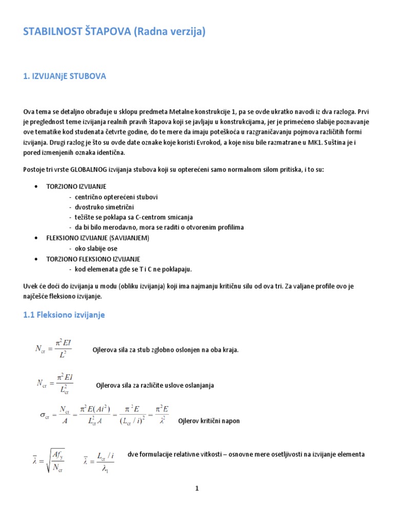 IZVIJANJE Štapova | PDF