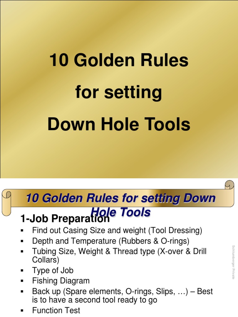 SLB Tools Golden Rules | PDF | Casing (Borehole) | Nature