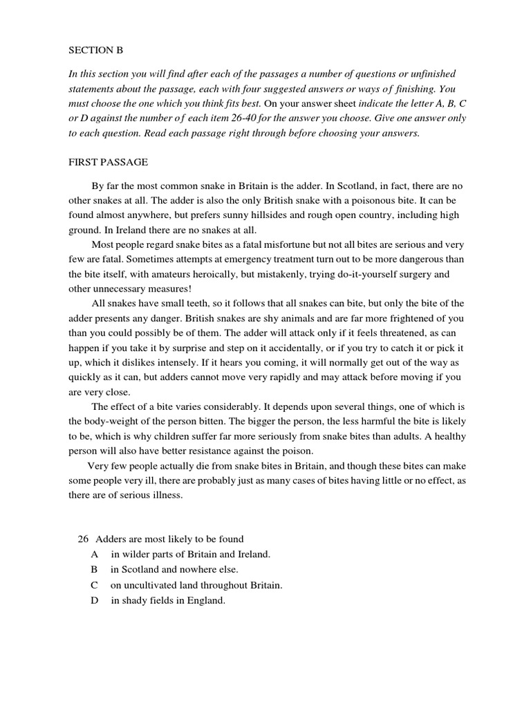 Reading Comprehension - First Certificate | PDF | Trade Union | Snake