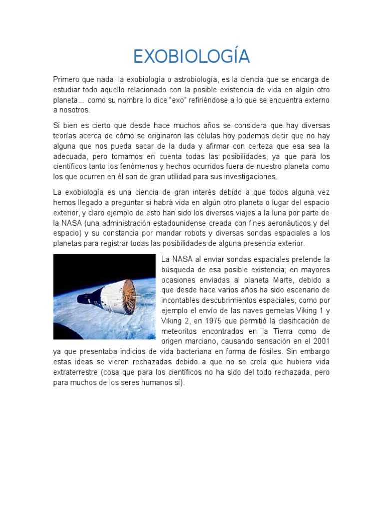 EXOBIOLOGÍA | PDF | Astrobiología | Espacio exterior