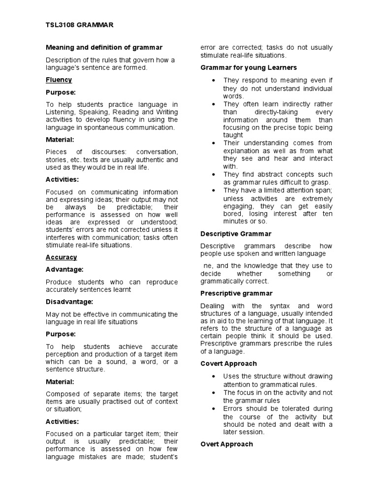 Meaning and Definition of Grammar | PDF | Phrase | Grammar