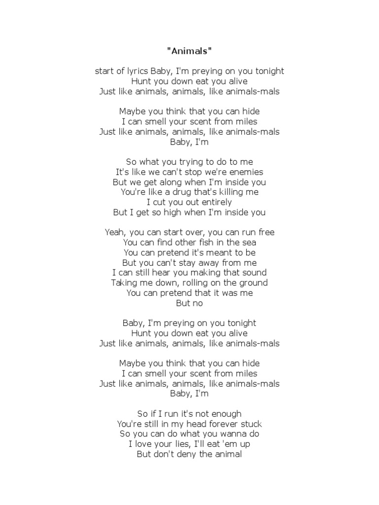 Animals Lyrics