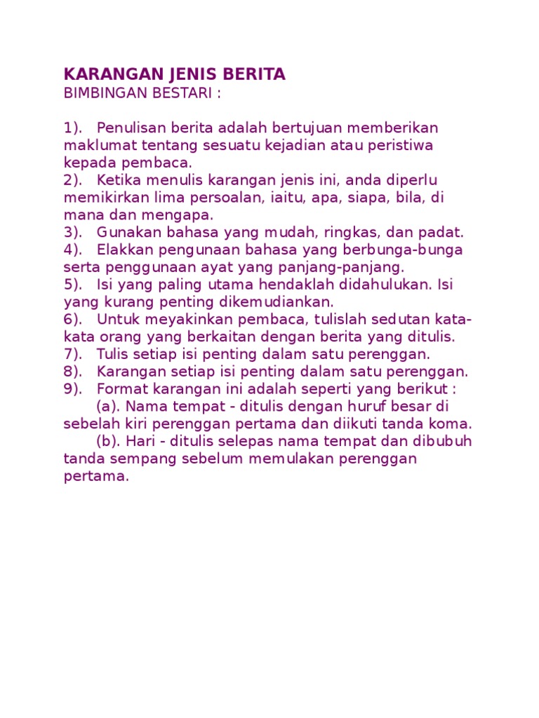 Format Karangan Jenis Berita | PDF