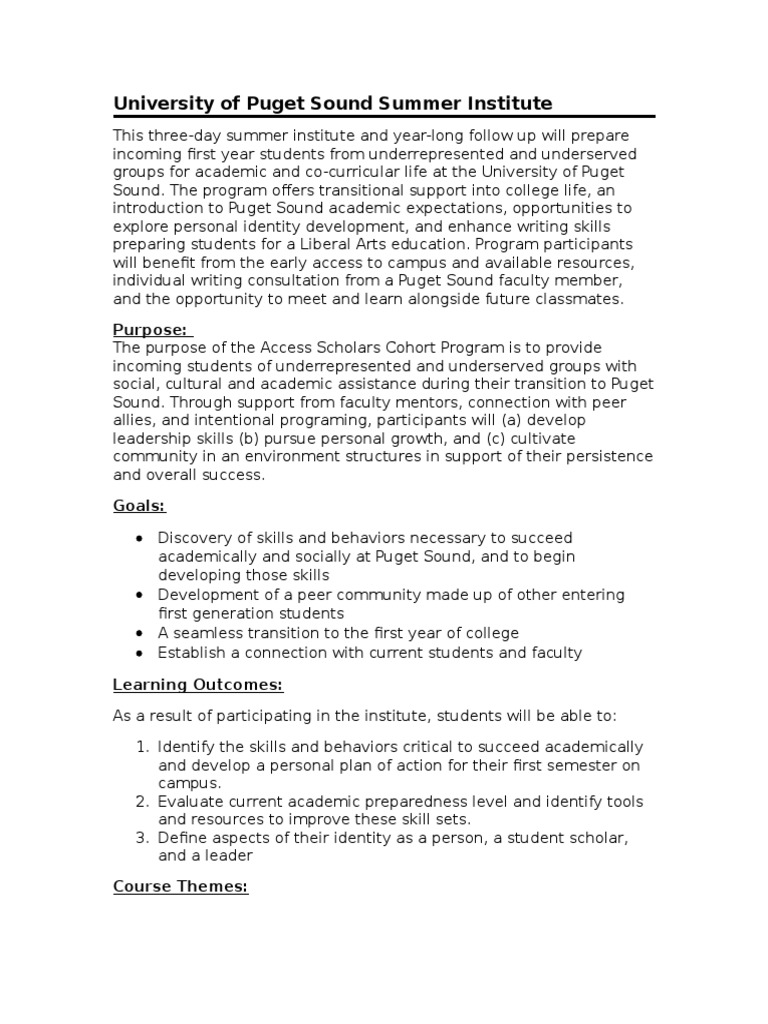 UPS-Summer Institute Program Design | PDF | Cross Cultural ...