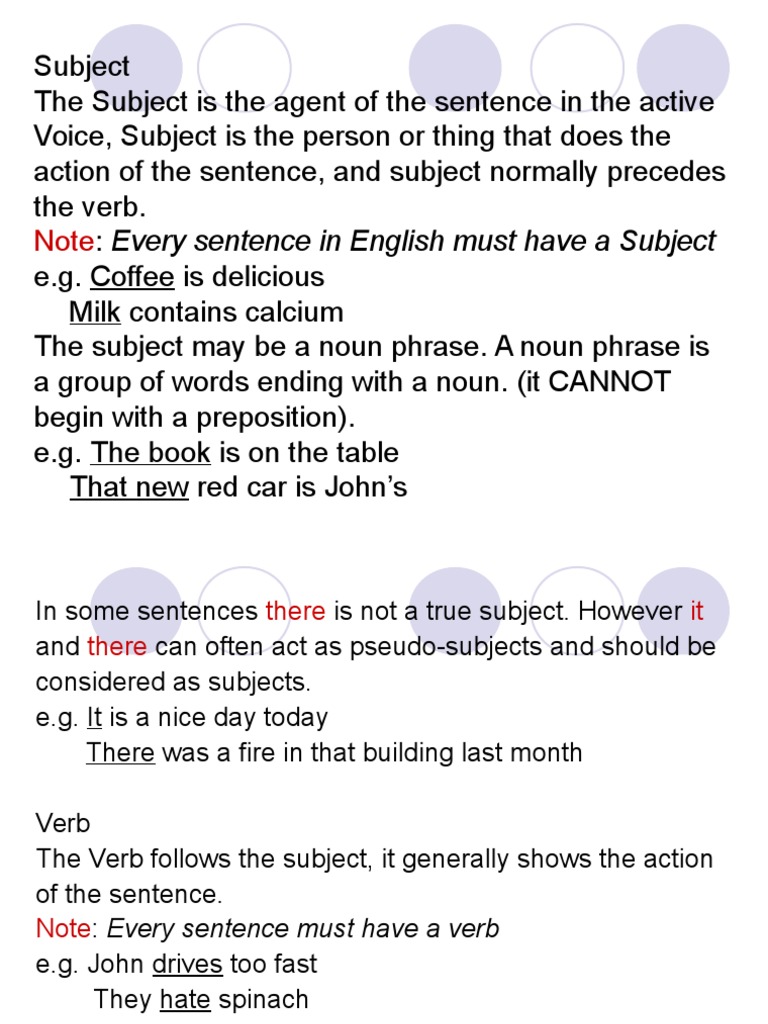Subject, Verb, Complement and Modifier | PDF | Verb | Subject (Grammar)