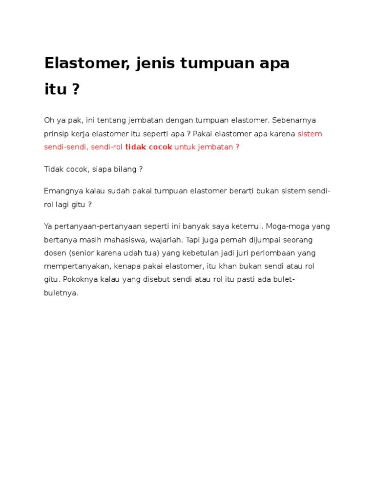 Contoh Tumpuan Elastomer pada Jembatan | PDF