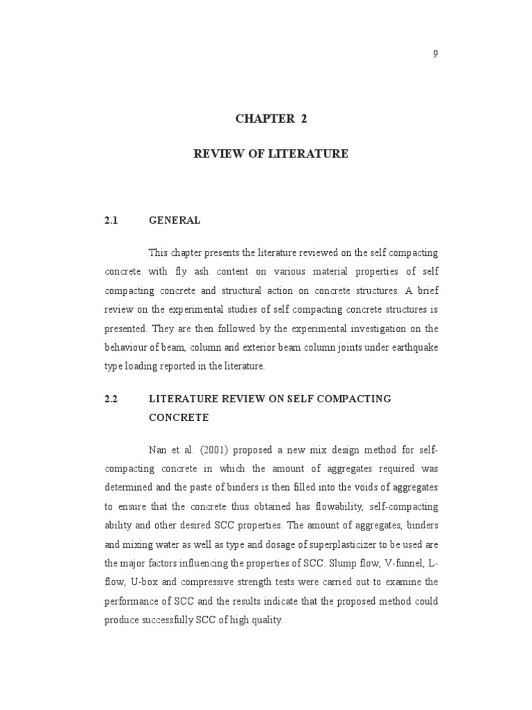 Self-Compacting Concrete Literature Review Chapter | PDF | Strength Of ...