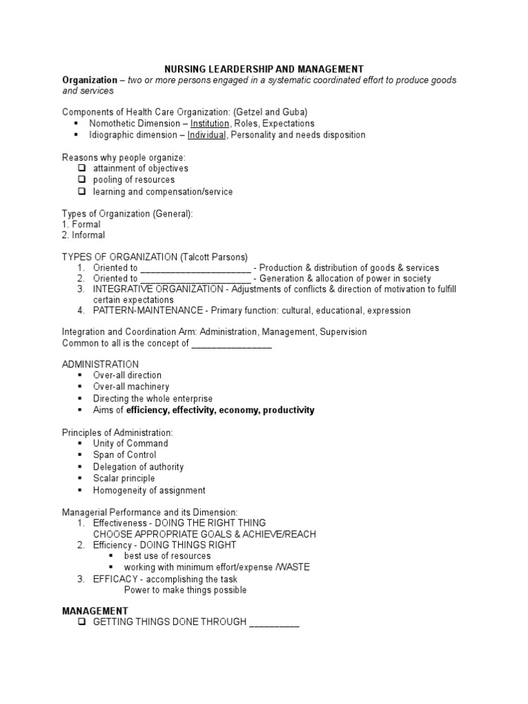 Nursing Leadership and Management Insights | PDF | Power (Social And ...