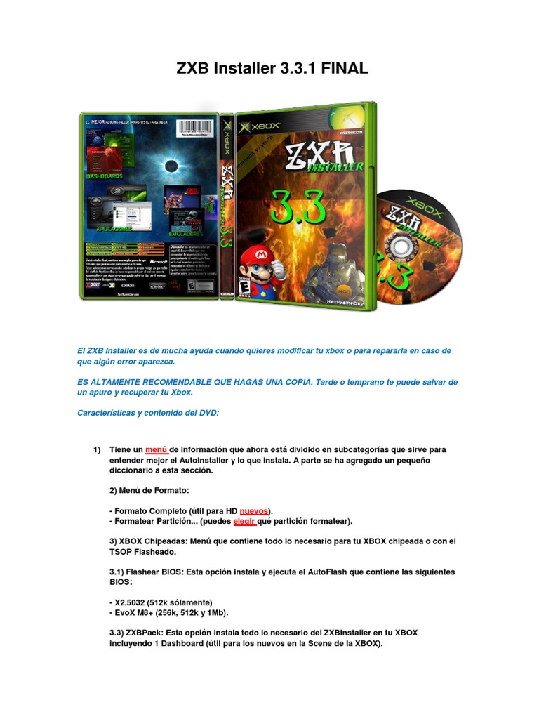 ZXB Installer 3.3.1 Final | PDF | Juegos de consolas | Xbox (consola)