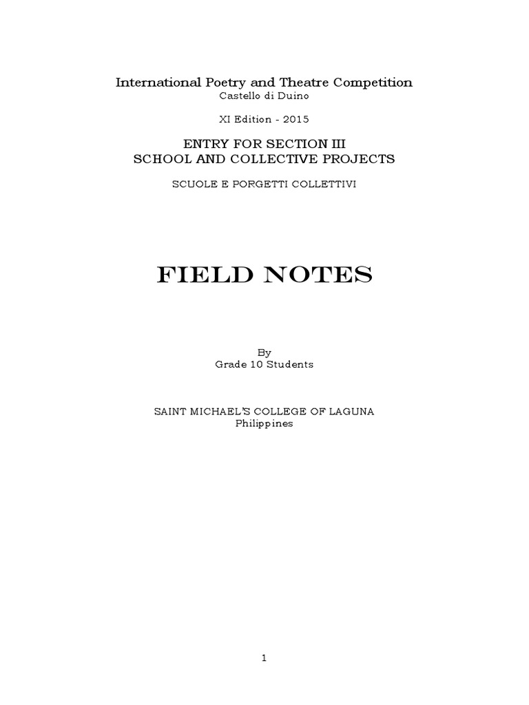 Field Notes | PDF | Nature