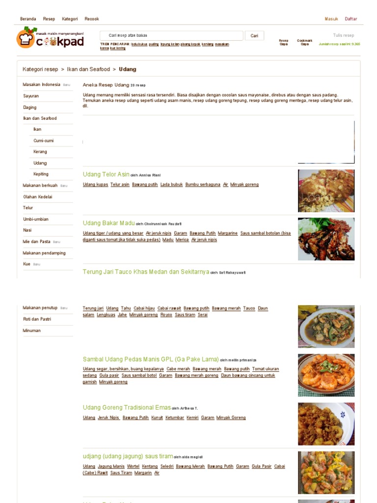 Resep Variasi Udang Lezat dan Mudah | PDF