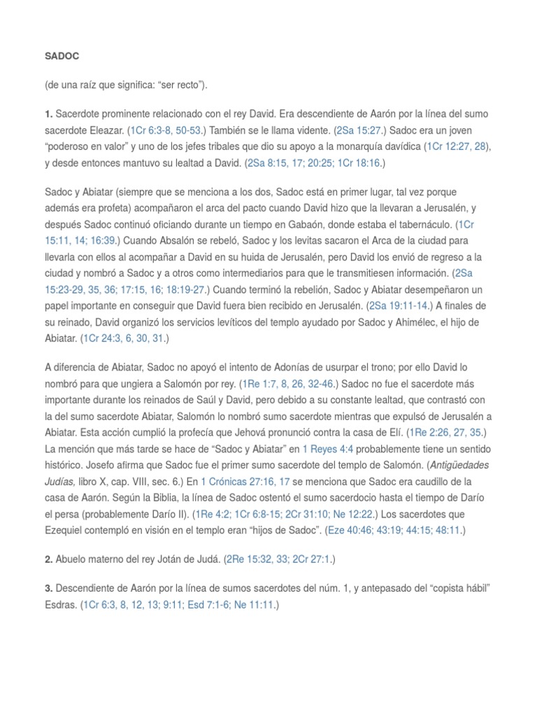 SADOC | PDF | Reyes del antiguo israel | David