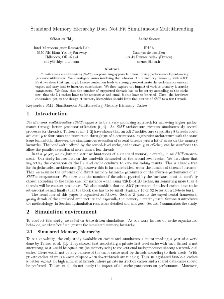 Memory Hierarchy SMT | PDF | Cpu Cache | Cache (Computing)