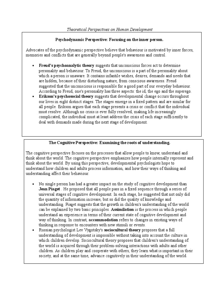 Theoretical Perspectives On Human Development | PDF | Developmental ...
