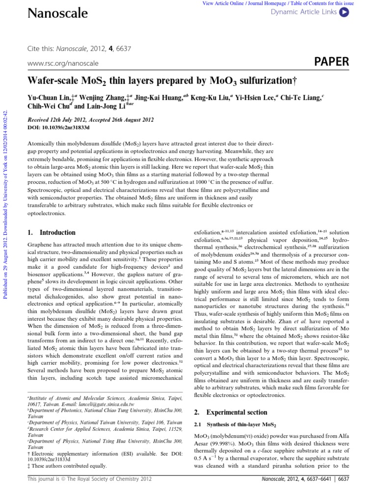 Mo3 Aug 2012 | PDF | Field Effect Transistor | Transmission Electron ...