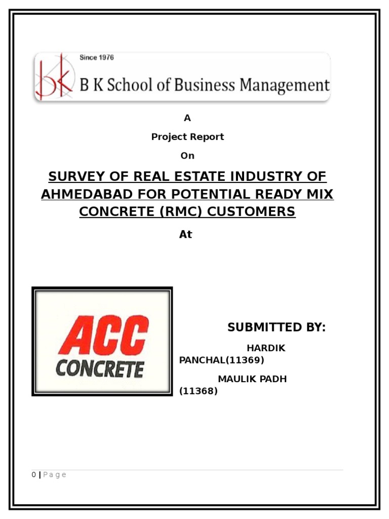 Acc Report On RMC Industry in Ahmedabad | PDF | Precast Concrete | Concrete