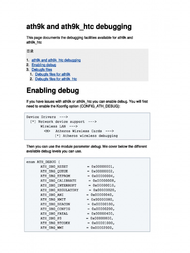 Ath9k and Ath9k - HTC Debugging | PDF | System Software | Computer ...