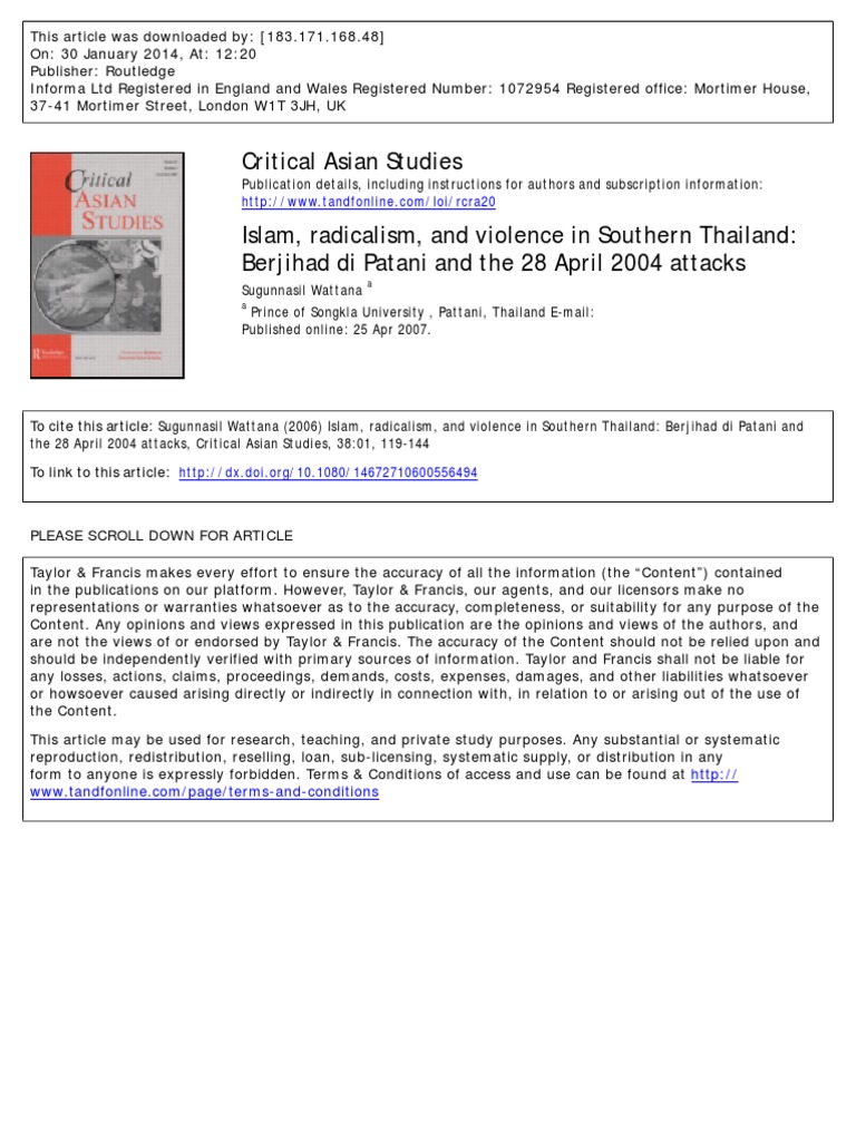 Critical Asian Studies | PDF | Jihad | Islamism