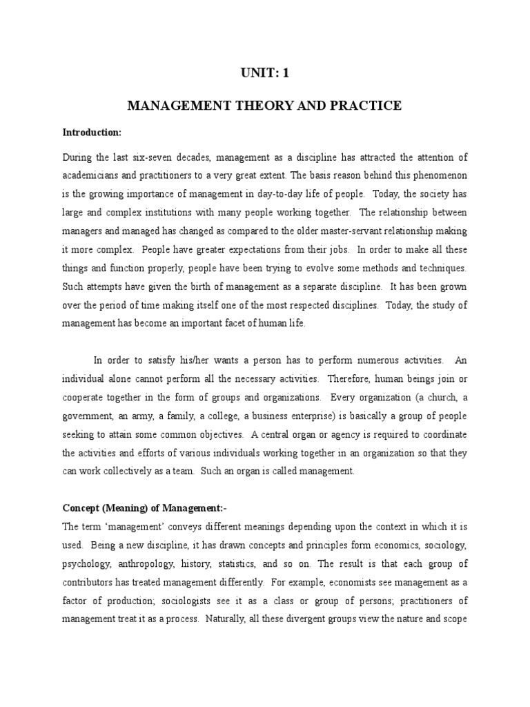 Unit: 1 Management Theory and Practice | PDF | Corporate Social ...