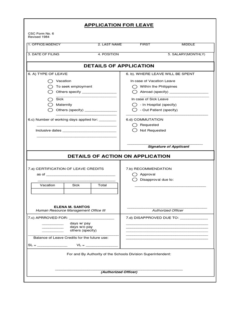 Application For Leave | PDF | Employment | Justice