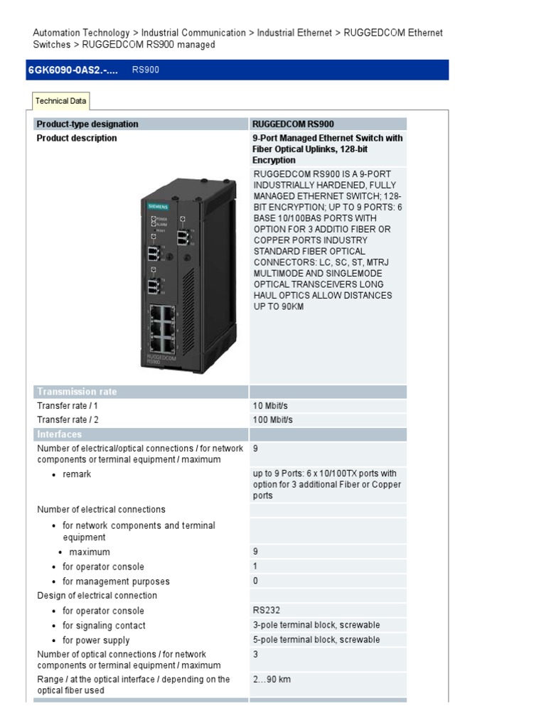 RS900 Datasheet PDF | PDF | Optical Fiber | Ethernet