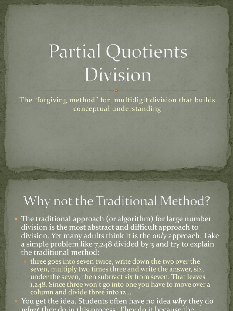 Understanding Partial Quotients Division | PDF | Division (Mathematics ...
