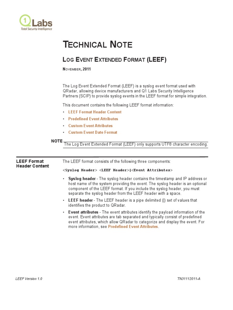 Q1Labs LEEF Format | PDF | I Pv6 | Ip Address
